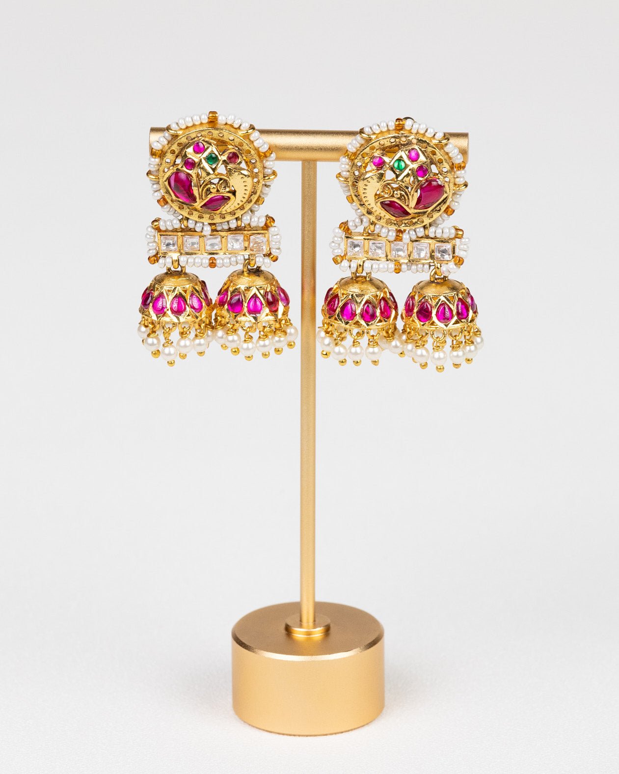 Beautiful Peacock Majesty Jhumkas: Pearls & Stones – swadeshsouq.com