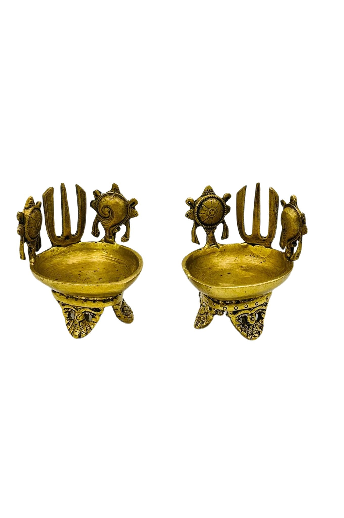 Shop Pooja Items UAE | Compact Shanku Chakram Diya Set– swadeshsouq.com
